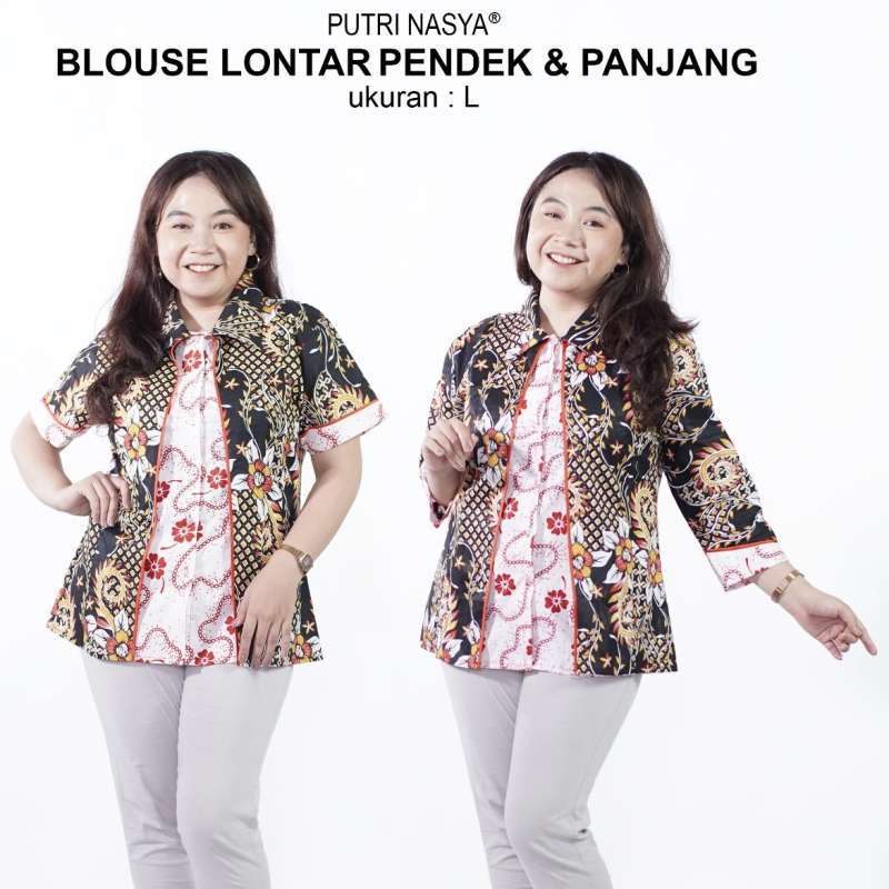 Promo Atasan Batik Blouse Big Size Wanita Lengkap S M L Xl 2l 3l 4l 5l
