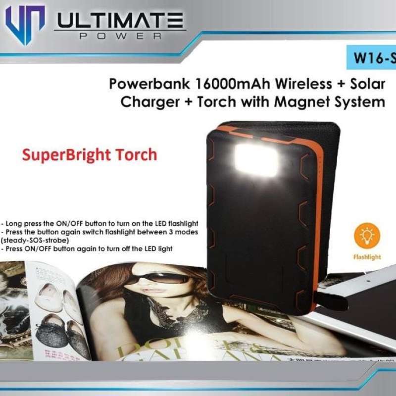 Jual Ready Ultimate Powerbank Solar + Wireless Charger + Led Torch ...