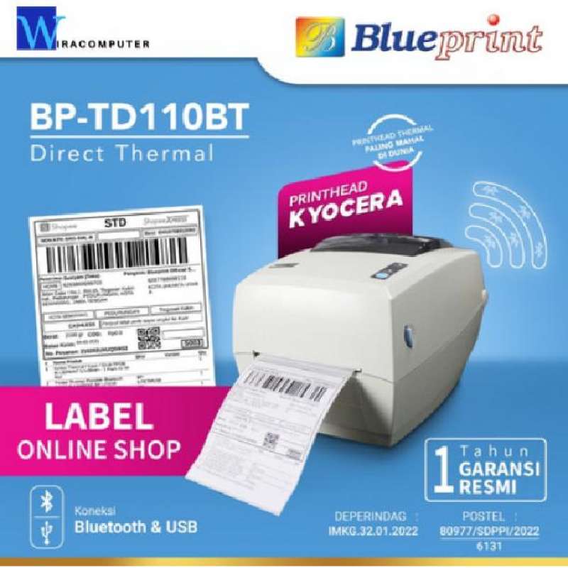 Jual Barcode Printer Thermal Label A6 Blueprint TD110BT ( usb ...