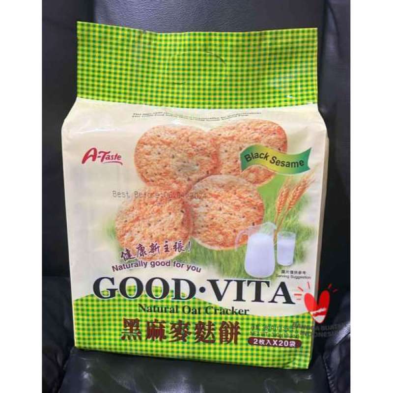 Jual Ataste Good Vita Black Sesame Cracker Oat/ Biskuit Cracker Sesame ...