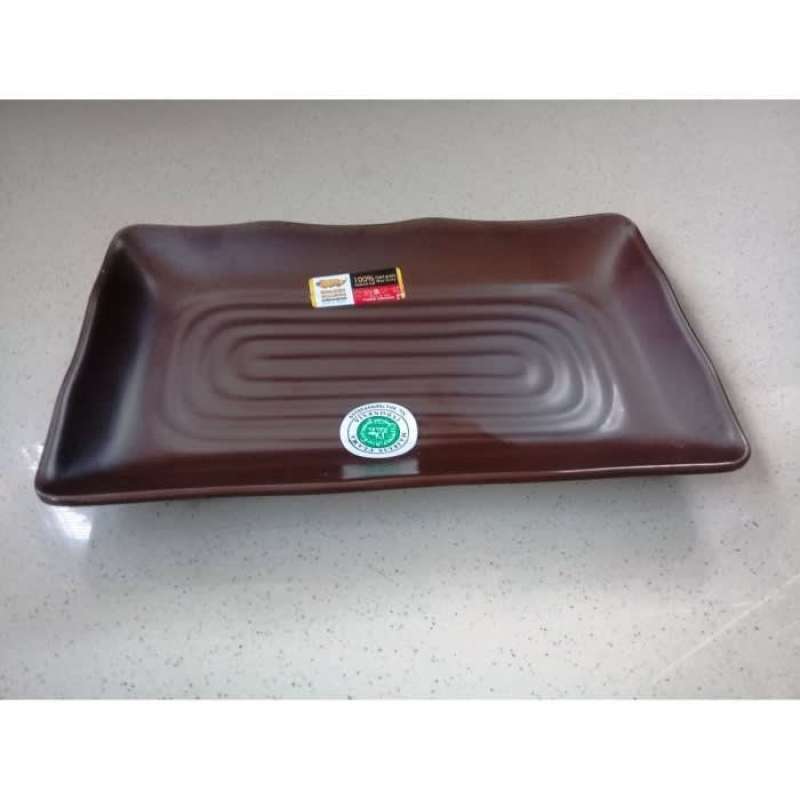 Promo Premium Piring Model Batu Kotak Persegi 8 Coklat Melamine Golden ...