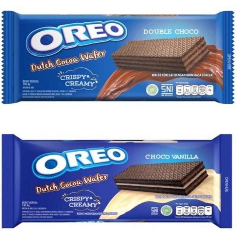 Jual Oreo Dutch Cocoa Wafer Double Choco/Choco Vanilla 140.4gr - Double ...