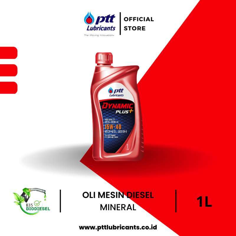 Jual PTT LUBRICANTS DYNAMIC PLUS+ SAE 15W-40 API CH-4/SL; JASO DH-1 OLI MESIN MOBIL DIESEL [1L ...