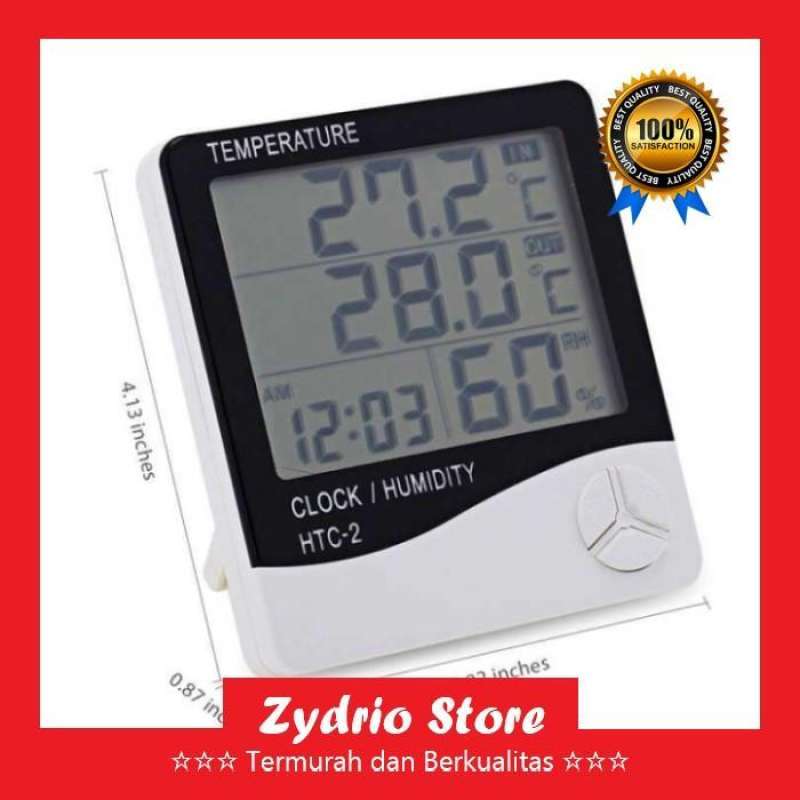 Jual Termometer Digital Hygrometer Humidity Temperature Clock + Baterai ...