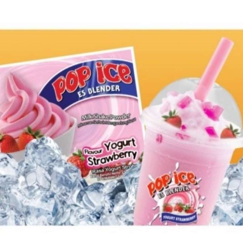 Jual Pop Ice Es Blender Yogurt Strawberry Renceng 10 Pcs Sachet 25gram ...