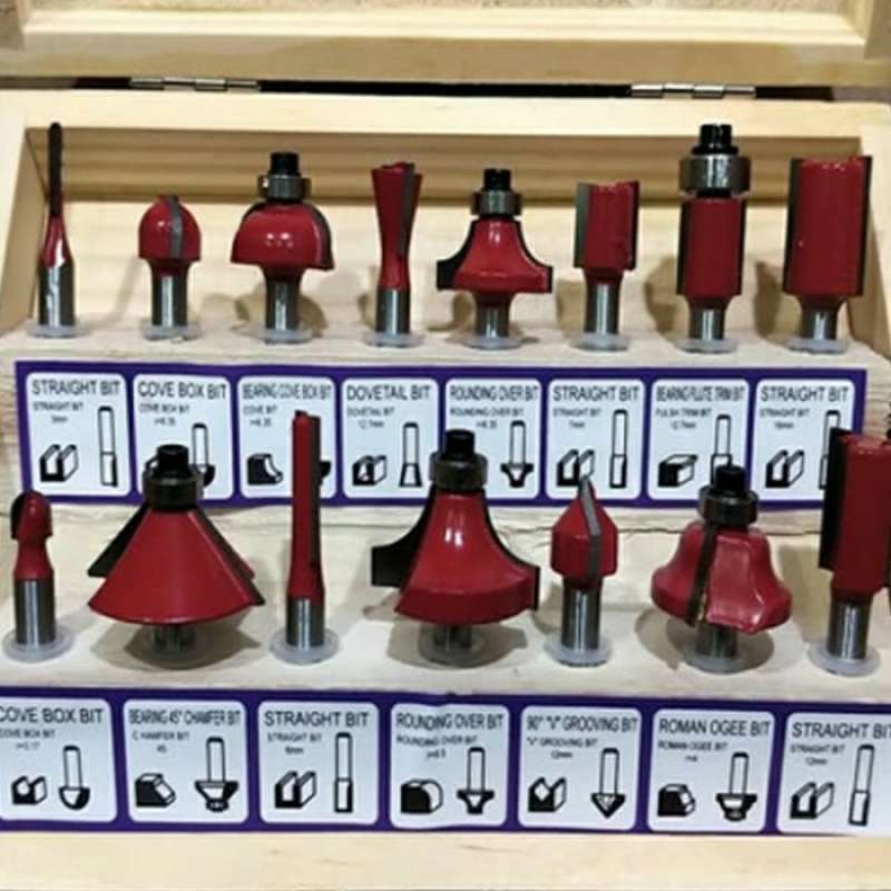 Promo Mata Profil Router Bit/ Mata Trimer Bit / Mata Router Set 15 Pcs ...