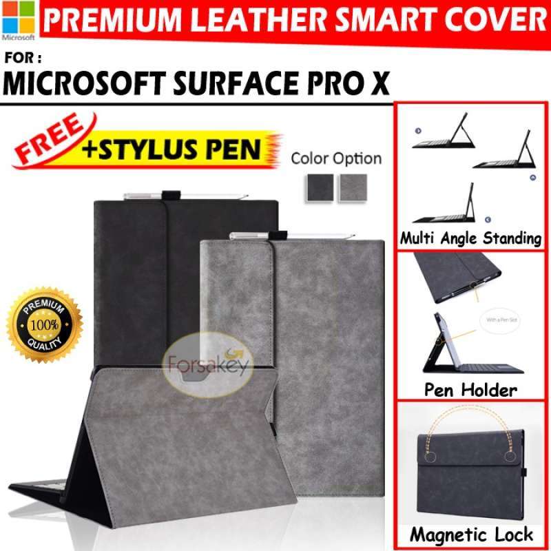 Promo Microsoft Surface Pro X SMART Slim Leather Flip Book Cover Case ...