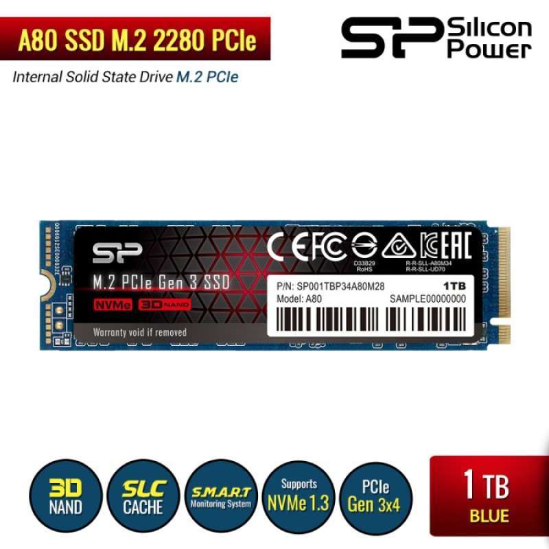 Jual Silicon Power A80 SSD M.2 2280 PCIe Gen3x4 NVMe 1.3 - 1TB di ...
