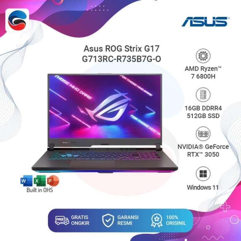 Jual Asus Laptop Rog Strix G17 G713rc R735b7g O Amd Ryzen 7 6800h 16gb 512gb Rtx 3050 Di Seller ...