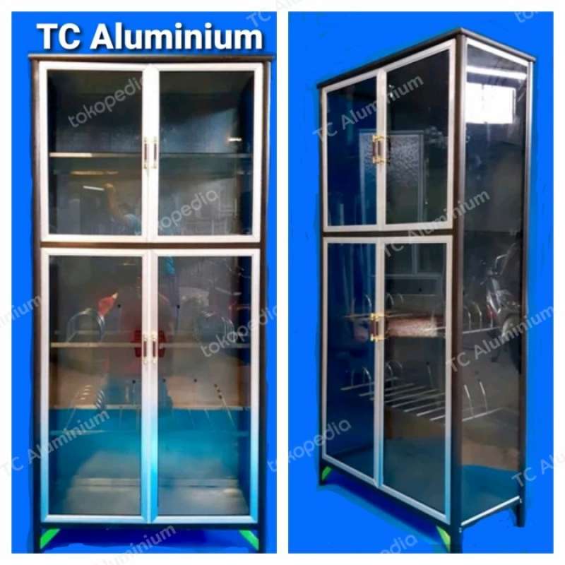 Promo Lemari Piring Super Kaca Riben 2 Pintu Tiang Warna (Lps 809-80Cm ...