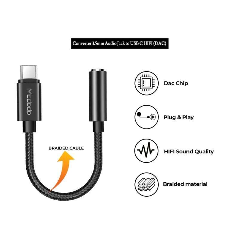 Jual Cable Adapter DAC USB C to Jack Audio 3.5mm MCDODO Audio Converter ...