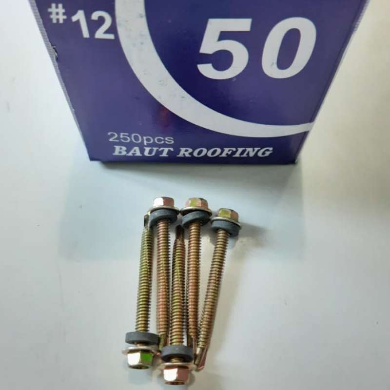 Jual Jual Baut Roofing Baja Ringan 12 × 50 Isi 250pcs/skrup Roofing 5cm ...