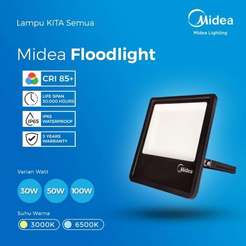 Jual Floodlight Led 100 Watt 6500k Cool Day Light Ip65 Â Midea Di ...