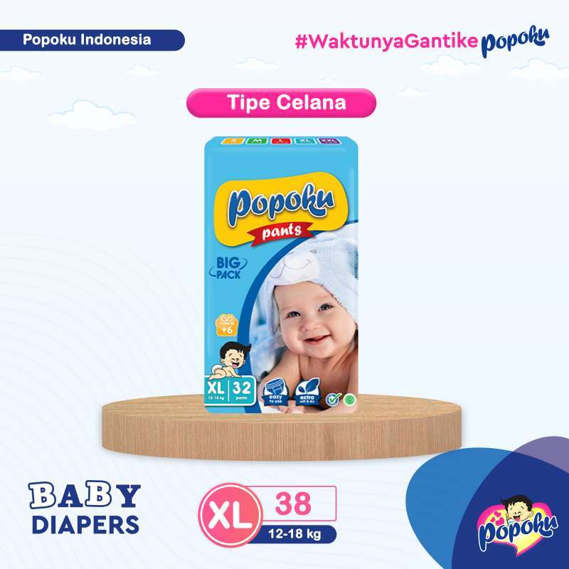 Promo [POPOKU DIAPERS] Popok Bayi Celana EKSTRA ISI Size XL 38 Diskon ...