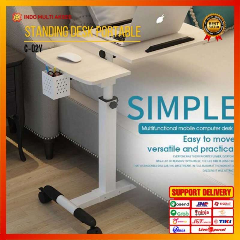 Jual Meja laptop portable roda standing desk adjustable belajar kerja ...