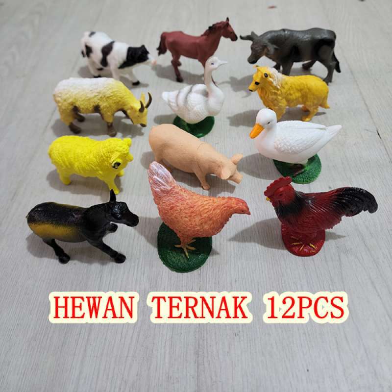 Jual MAINAN ANIMAL HEWAN TERNAK ISI 12PCS HEWAN UNGGAS AYAM SAPI di ...