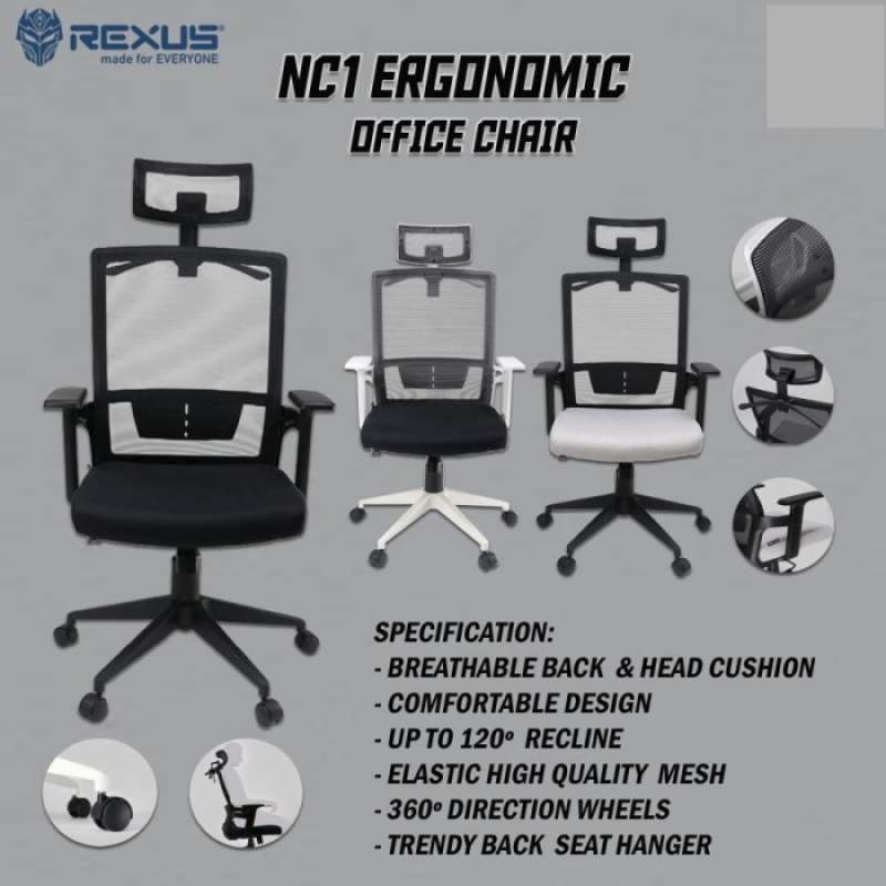 Jual Kursi Kantor Rexus Ergonomic Office Chair NC-1 / NC1 Kursi Kantor ...