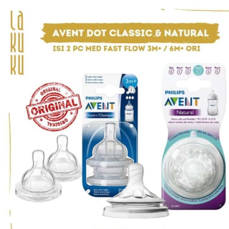 Jual Lakuku - Avent Dot Teat Med Fast Flow Classic Dan Natural 3M+ 6M ...
