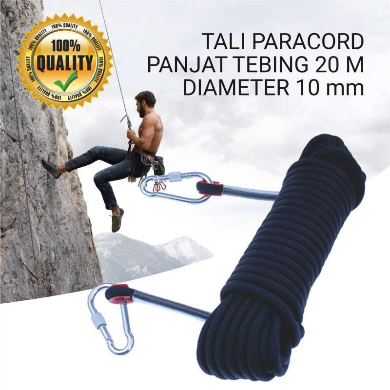 Jual Tali Paracord Panjat Tebing 10 Mm Panjang 20 M Ujung Carabiner ...