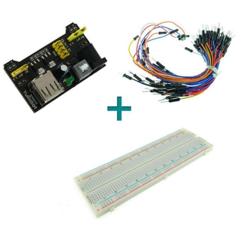 Promo Power Supply Module 3.3V 5V + Breadboard Board 830 Point + 65Pcs ...