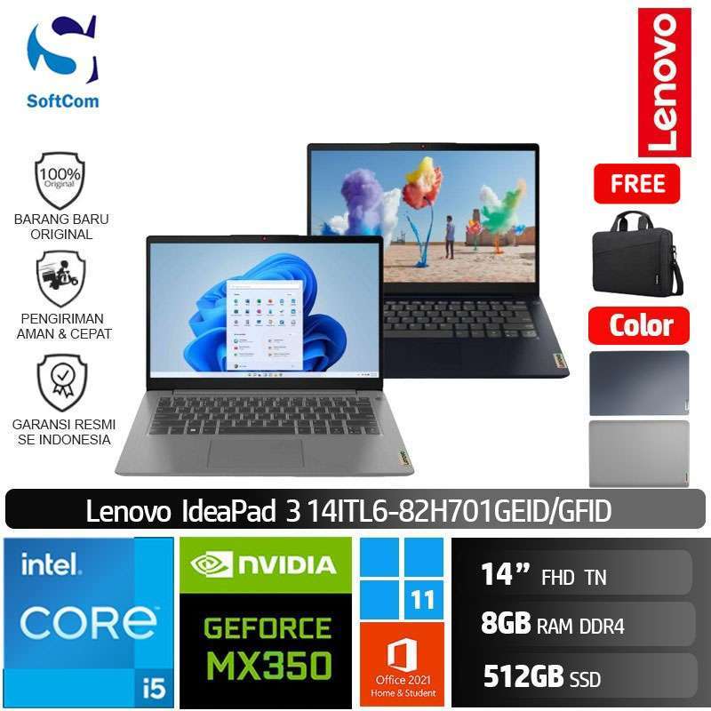 Jual Lenovo Ideapad Slim 3i GEID GFID Notebook Core I5 1155G7 8GB 512GB SSD MX350 2GB 14 FHD