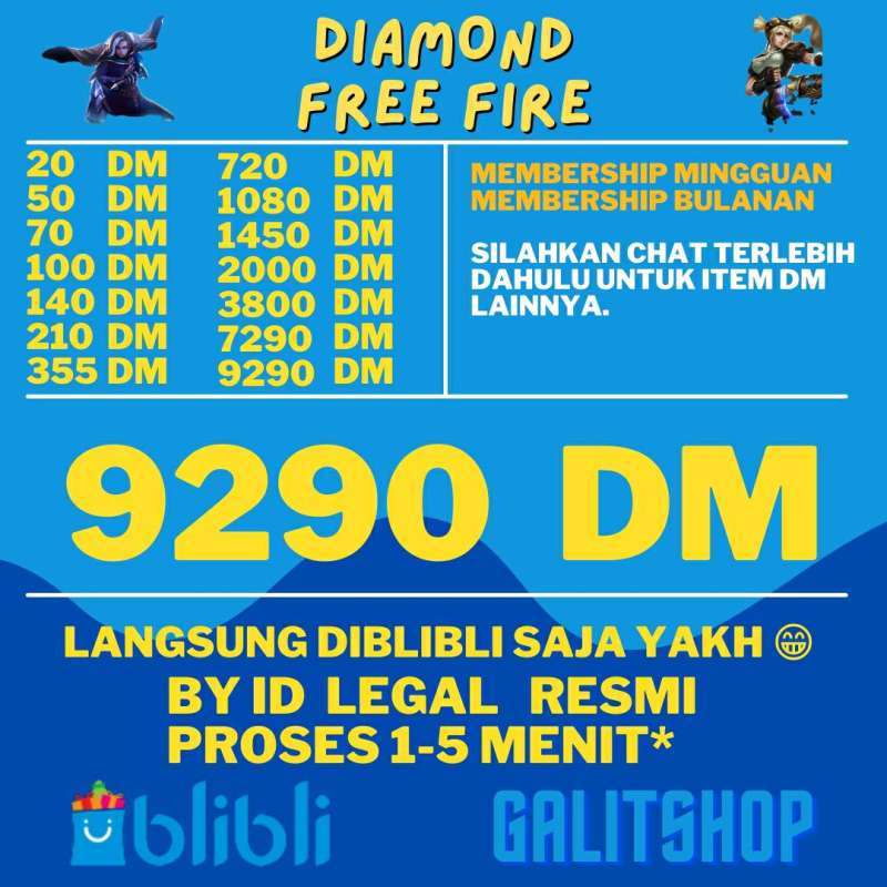 Jual Diamond Free Fire - 9290 Dm Ff Di Seller Galit Shop - Babakan ...