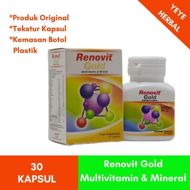 Jual Renovit Gold 30 Kaplet Multivitamin Dan Mineral Untuk Orang Tua Di ...