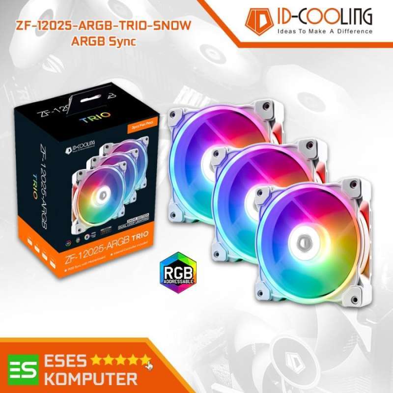 Jual Id-cooling Zf-12025-argb-trio-snow | 3x White Fan 120mm Pwm Argb Sync Di Seller Eses ...