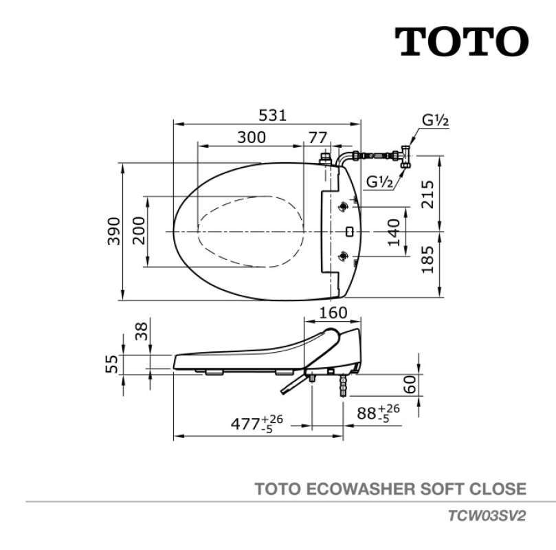 Jual Toto Eco-washer Elongated Soft Closing / Tutup Closet Tcw03sv2 Di ...