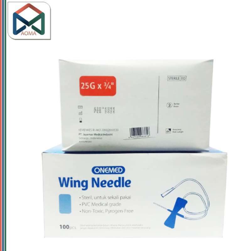Jual NEEDLE WING ONEMED 25G/WING NEEDLE 25G 1 BOX ISI 100PCS di Seller ...