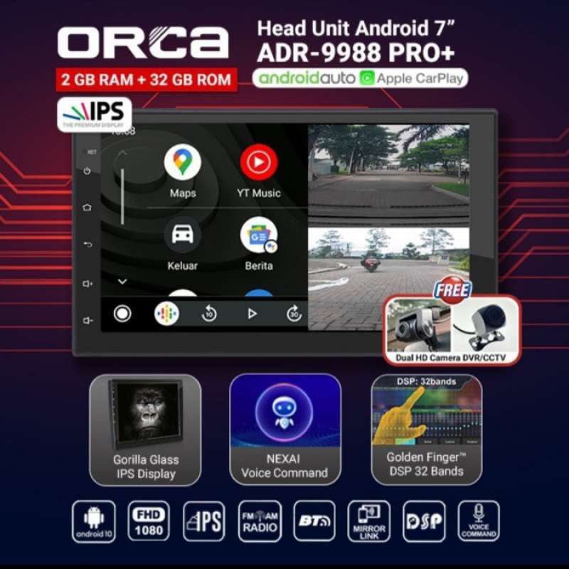 Promo Limited Head Unit Android Auto Carplay Orca Pro Plus + Dvr 7 Inch ...