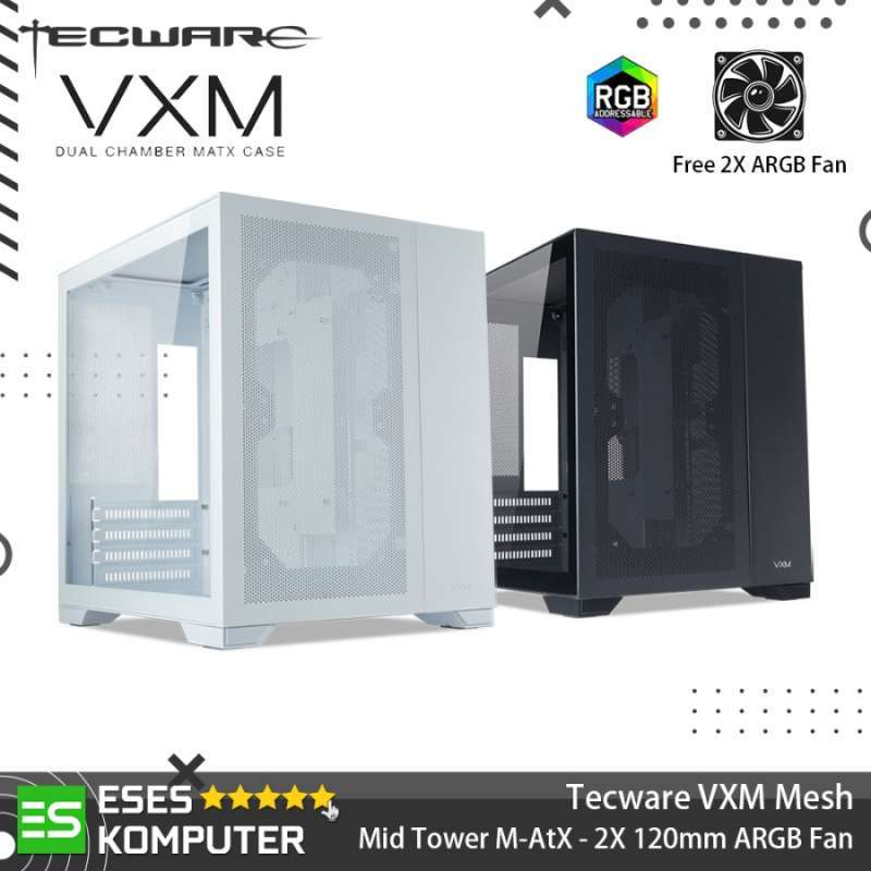 Jual Case Tecware VXM Mesh Dual Chamber | mATX | FREE 2X ARGB Fan di Seller ESES Komputer ...