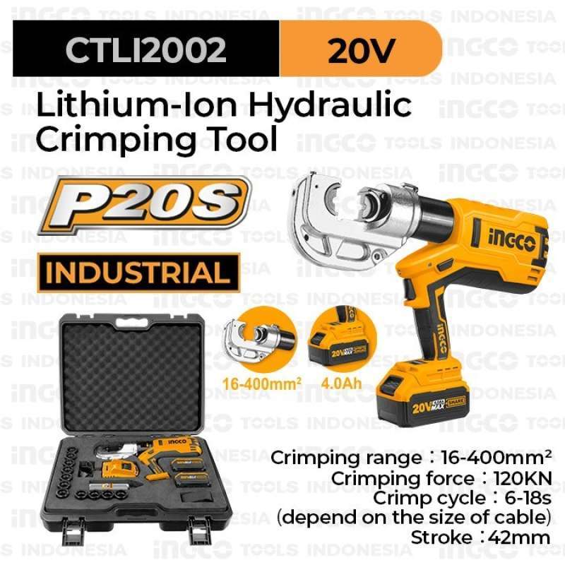 Jual Cordless Hydraulic Crimping INGCO CTLI2002 Mesin Tang Press Skun ...