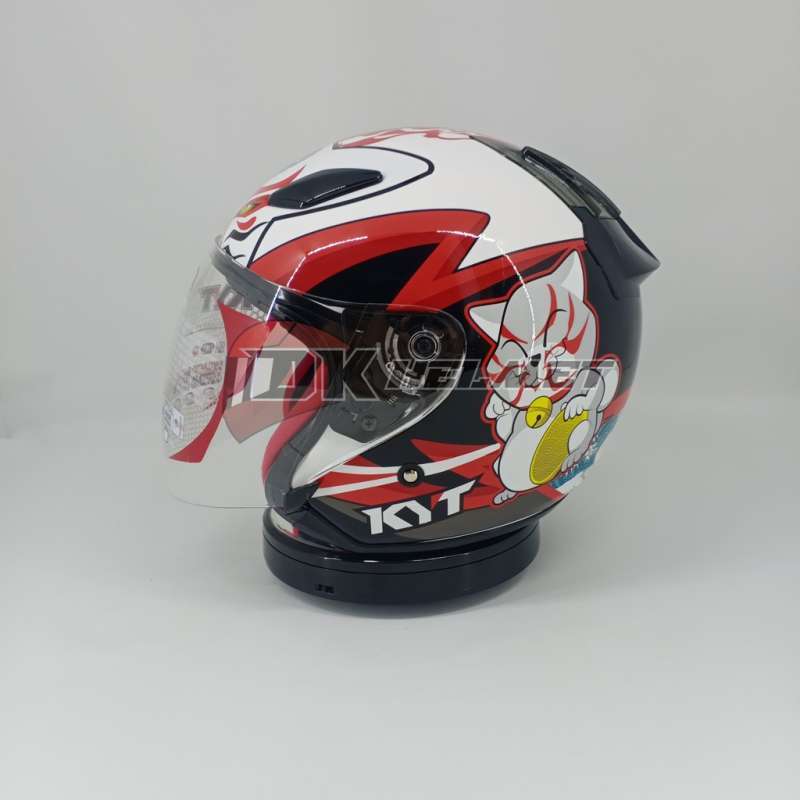 Jual Helm Half Face KYT DJ Maru Motif Seri Kabuki Cat White Glossy ...