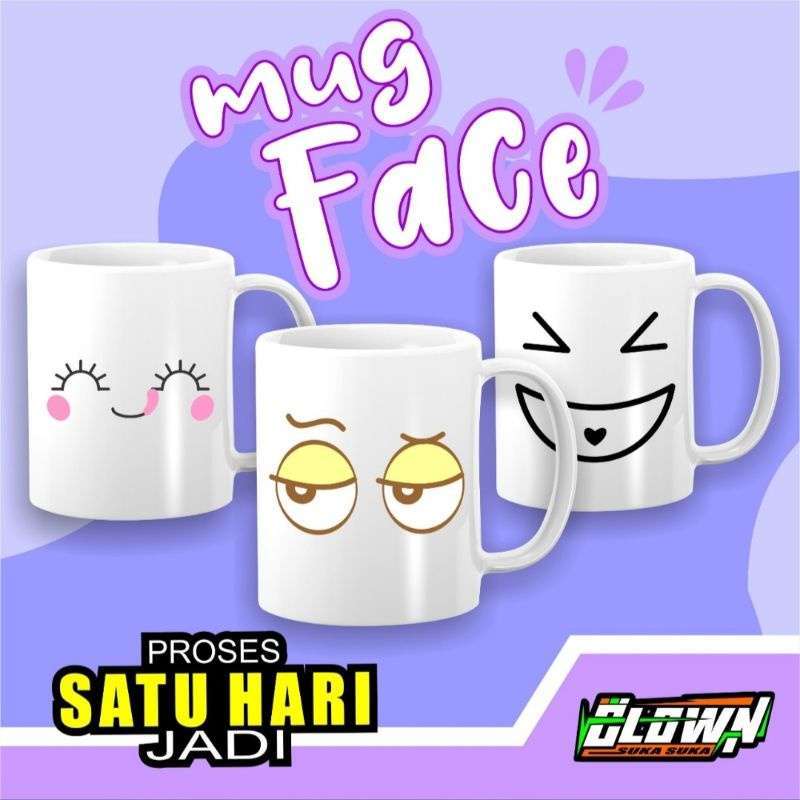 Promo Cetak Mug Custom Edisi Emoji Face Emoji Pengerjaan Satu Hari Jadi ...