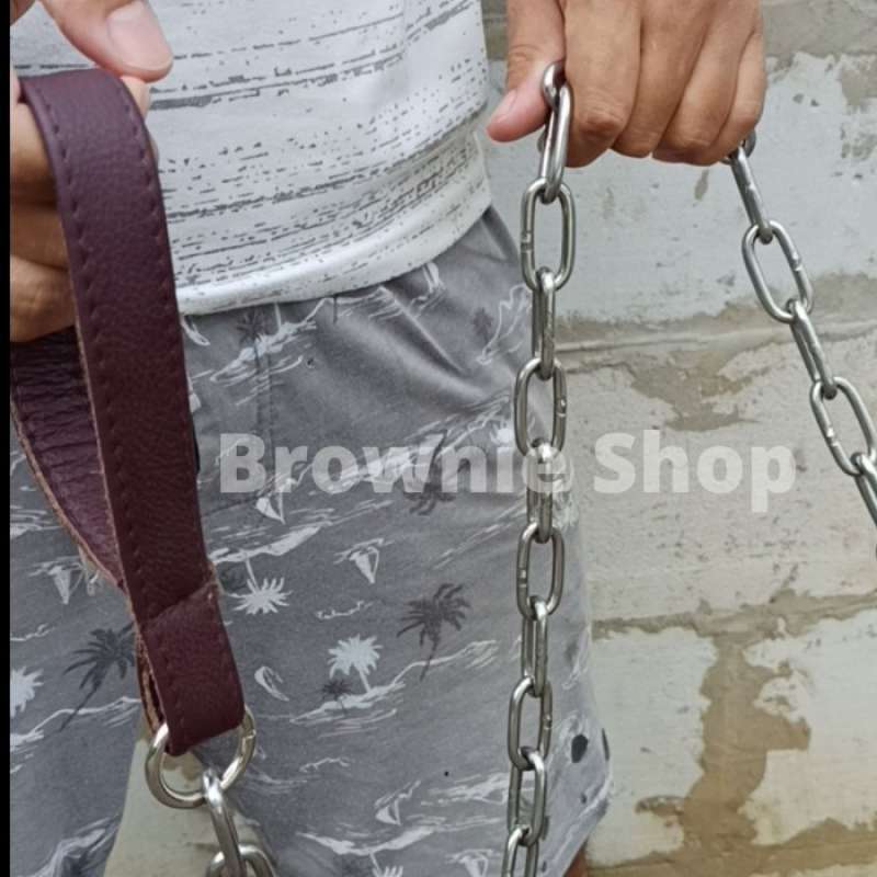 Promo RANTAI TUNTUN STAINLESS DENGAN HANDLE KULIT ASLI IMPORT YANG KUAT ...