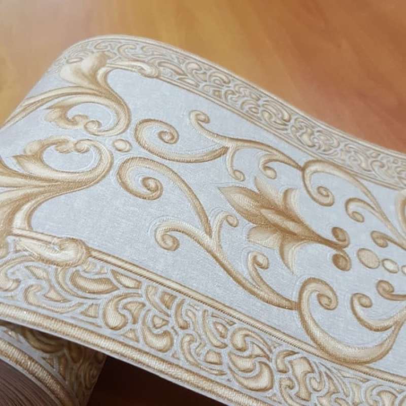 Promo Wallpaper List Border Wallpaper Klasik Abu-Abu Gold 15Cm X 10M ...