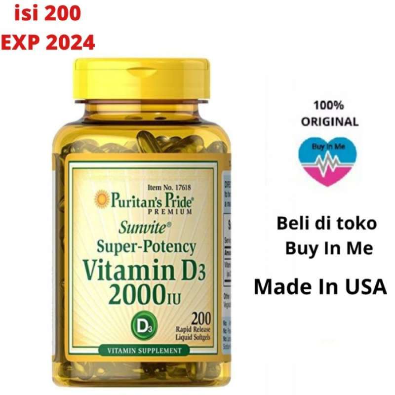 Jual PURITANS PRIDE VITAMIN D3 2000 IU 50MCG ISI 200 - PURITAN VITAMIN D di Seller Nur Nur Toko ...