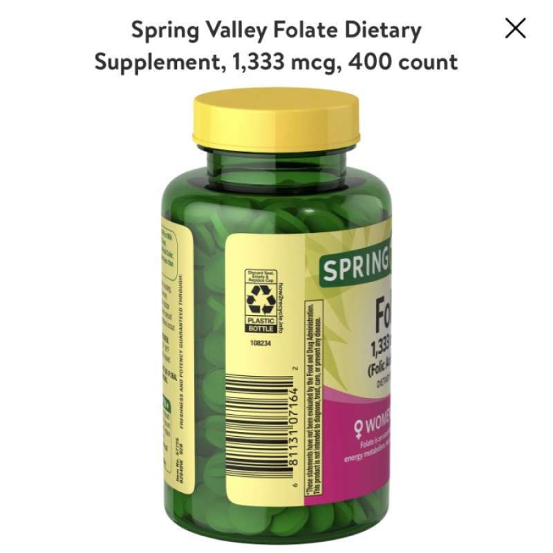 Promo Spring Valley Folate Dietary Supplement 1333 Mcg 400 Count Diskon ...