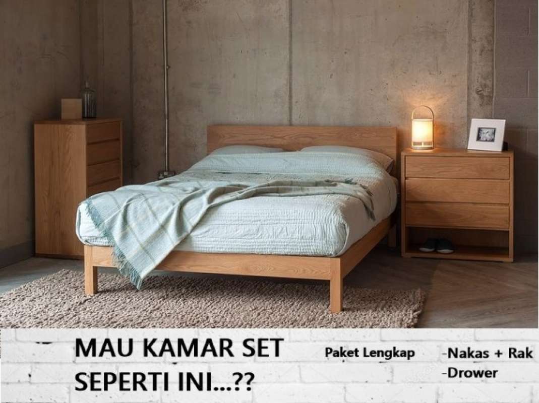 Jual Tempat Tidur Kayu Solid Model Minimalis Set Tempat Tidur Kayu Jati ...