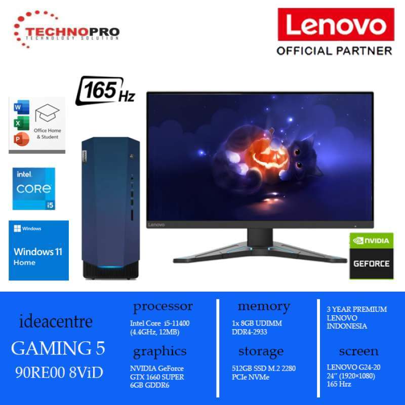 Promo Lenovo IdeaCentre Gaming 5 14IOB6 8VID || Core i5-11400 8GB 512GB SSD GeForce GTX 1660 ...