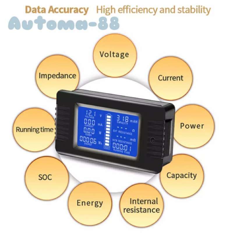 Promo Peacefair Pzem-015 Digital Battery Analyzer 50a 100a 200a 300a Dc ...