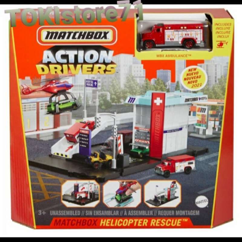 Promo Matchbox Action Drivers Helicopter Rescue Playset Diskon 23% di ...