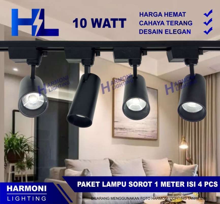 Promo paket isi 4 lampu rel sorot led track Light rell spotlight 10 Watt Diskon 23% di Seller AJ ...