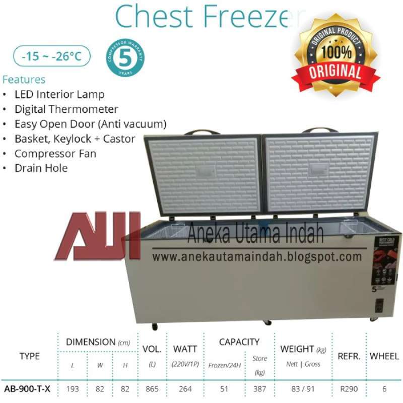 Promo Gea Chest Freezer Ab900 - Ab 900 - Ab 900Tx Ab-900-T-X Peti Pembeku Diskon 1% di Seller ...