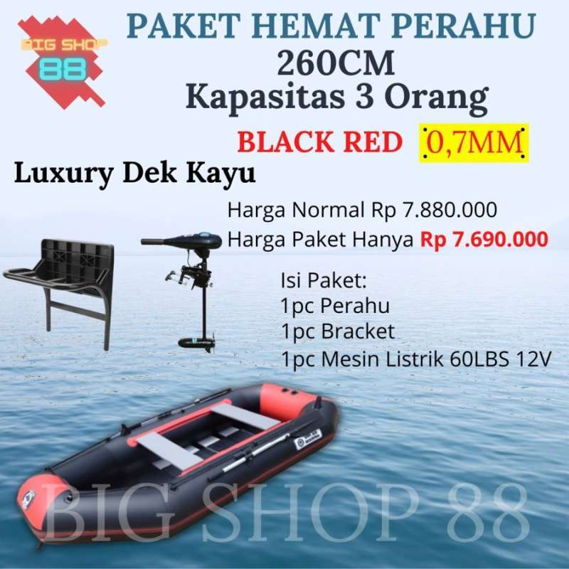 Jual Perahu Karet Kapal Mancing Inflatable Pvc Boat Solar Marine Dexkayu 260cm Black Red Blue ...