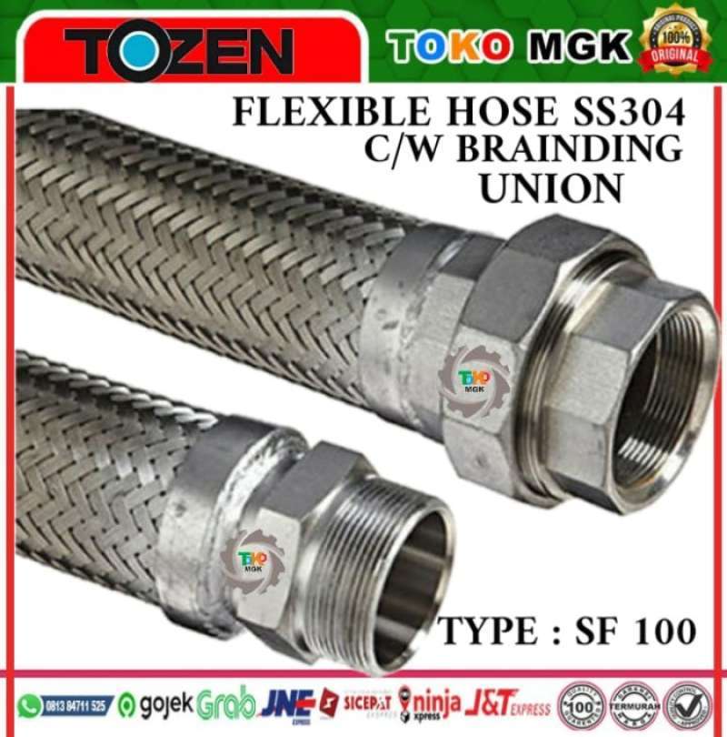 Promo FLEXIBLE HOSE TOZEN SF-100 DN25 1 INCH 400mm SS304 BRAIDING UNION ...