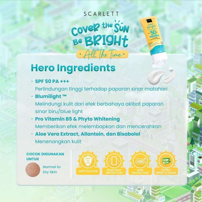 Jual Scarlett Whitening Sunscreen Sun Bright Spf 50 Pa+++ - Tabir Surya ...