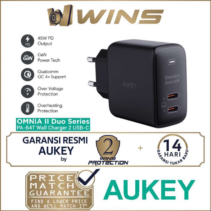 Jual Aukey Charger PA-B4T Omnia II Duo Series USB-C PD 45W PPS - 501679 di Seller Wins Kamera ...