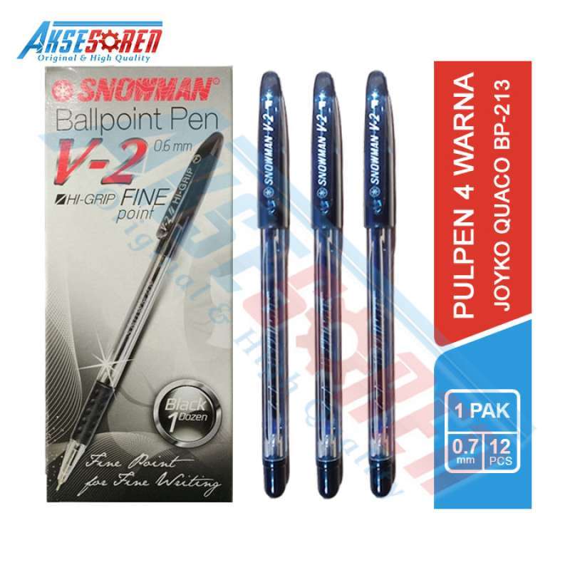 Jual Pulpen Snowman [v-2/12 Pcs] / Ballpoint Pena Pen [1 Mm/1 Pack] Di ...